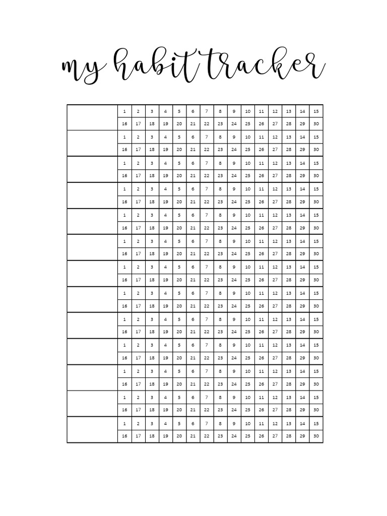 Vertical Habit Tracker 30 Days A4 Size | PDF