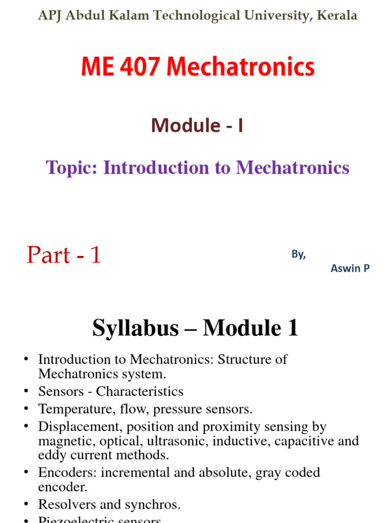 Module 1 Mechatronics | PDF | Sensor | Thermal Expansion