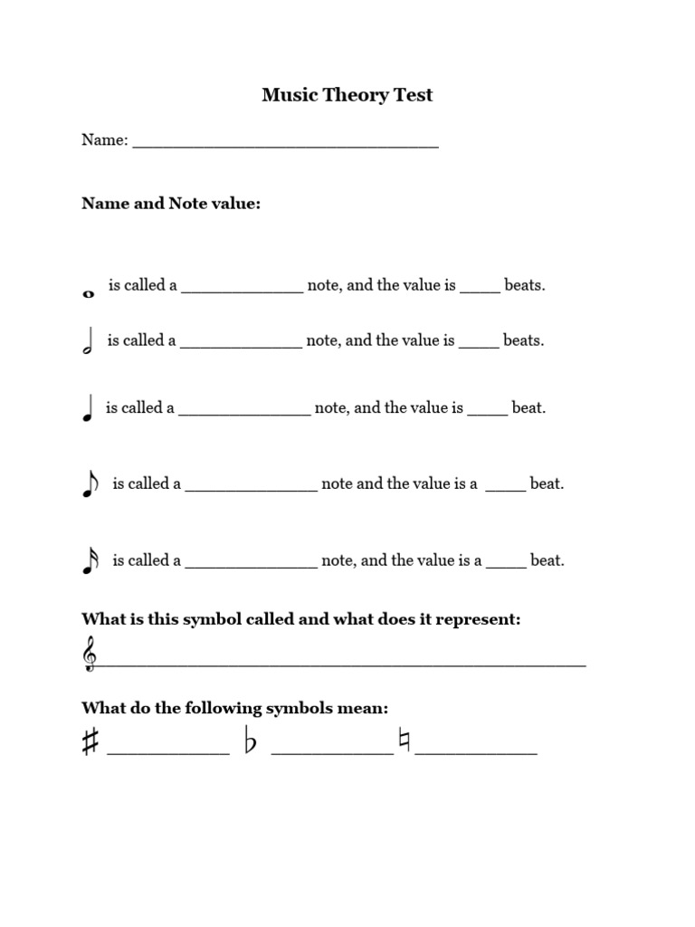 Music Theory Test | PDF | Rhythm And Meter | Elements Of Music