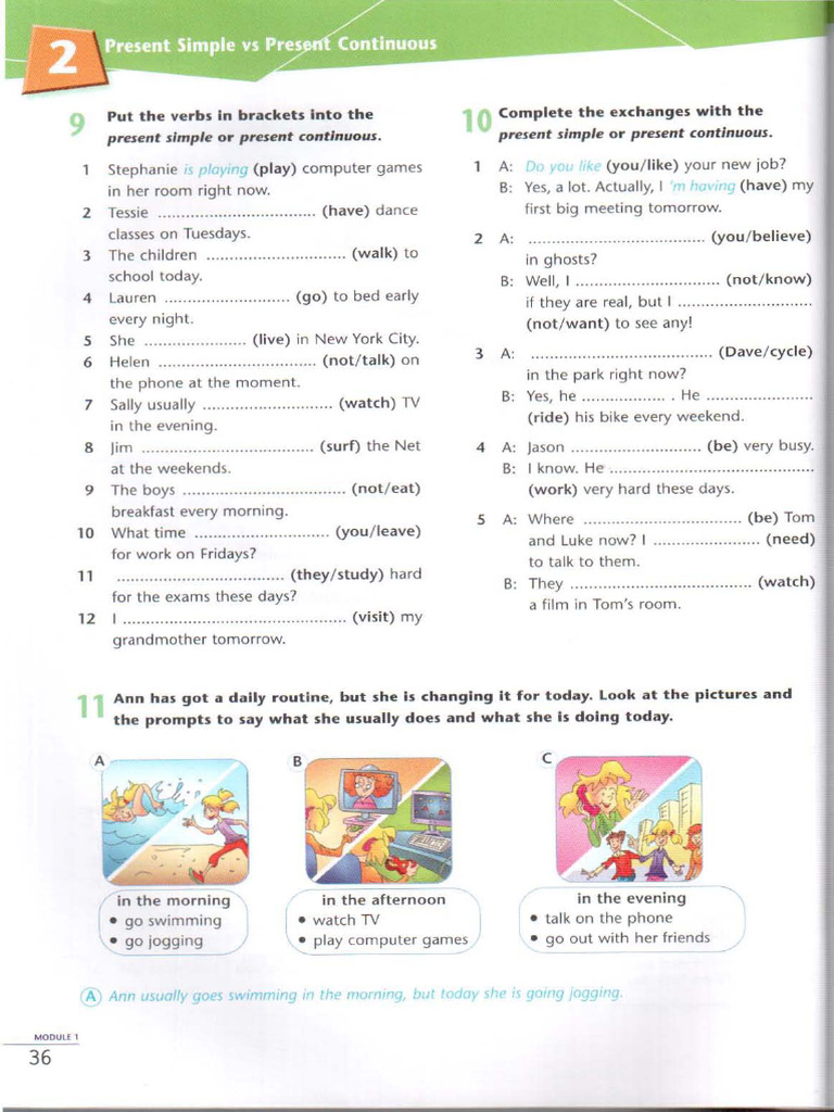 14.12 - Present Simple and Continuous-Exercitii | PDF