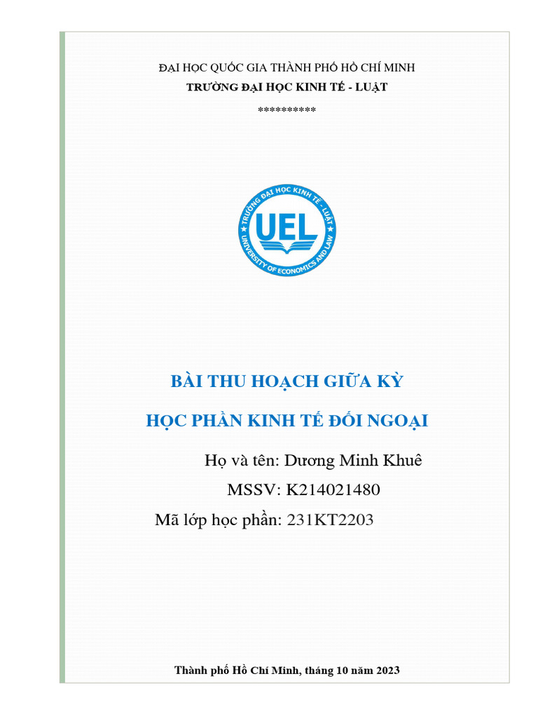 231KT2203 - K214021480 - Dương Minh Khuê - BÀI THU HO CH GI A K | PDF