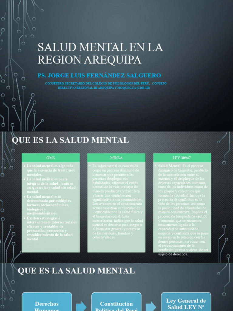 Salud Mental en Arequipa: Situación Actual | PDF | Salud mental | Sicología