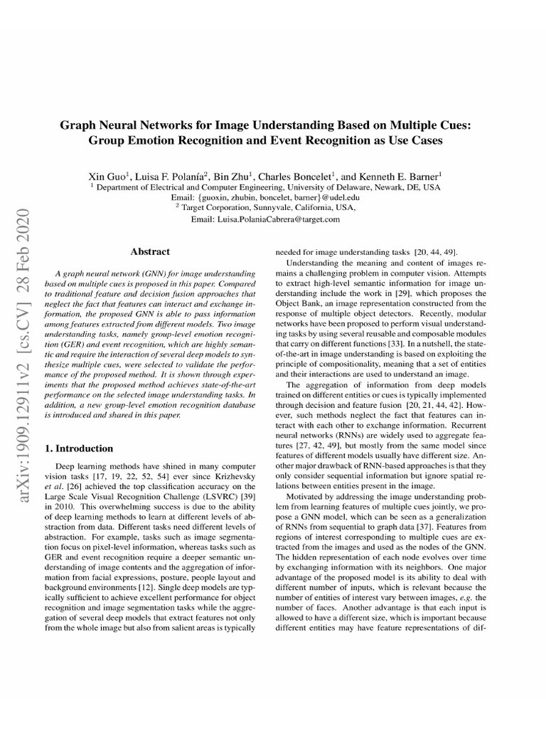 Graph Neural Networks For Image Understanding Based On Multiple Cues | PDF