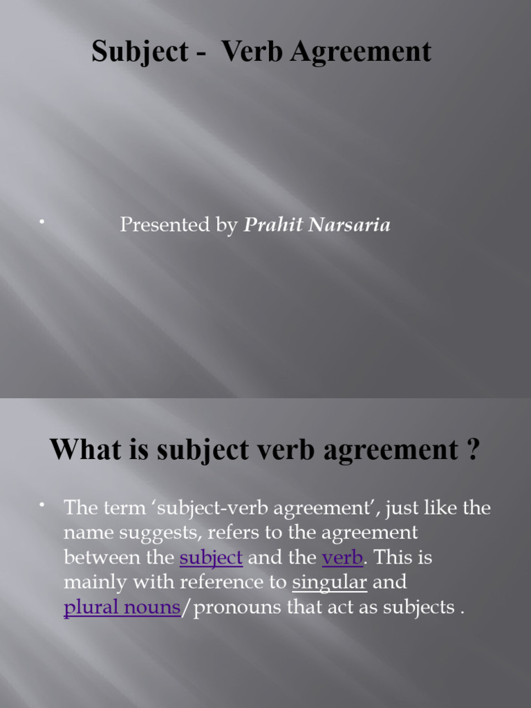 Subject-Verb Agreement Explained | PDF | Grammatical Number | Subject ...