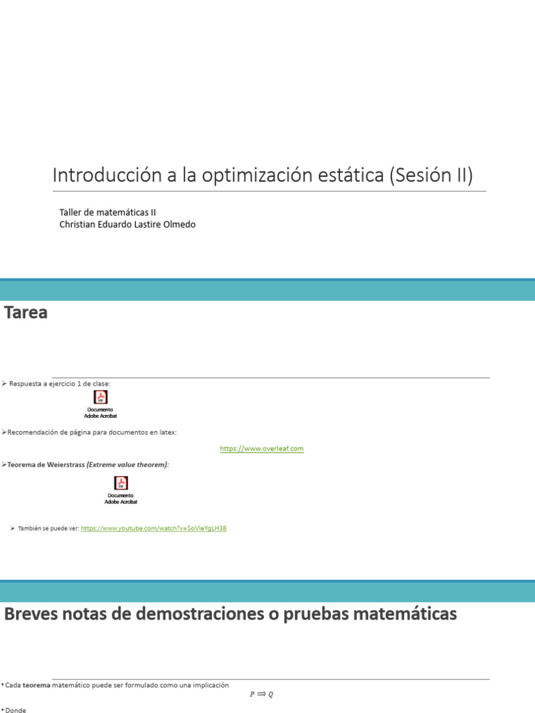 02 Introducción A La Optimización Estática | PDF | Conjunto convexo | Función (Matemáticas)
