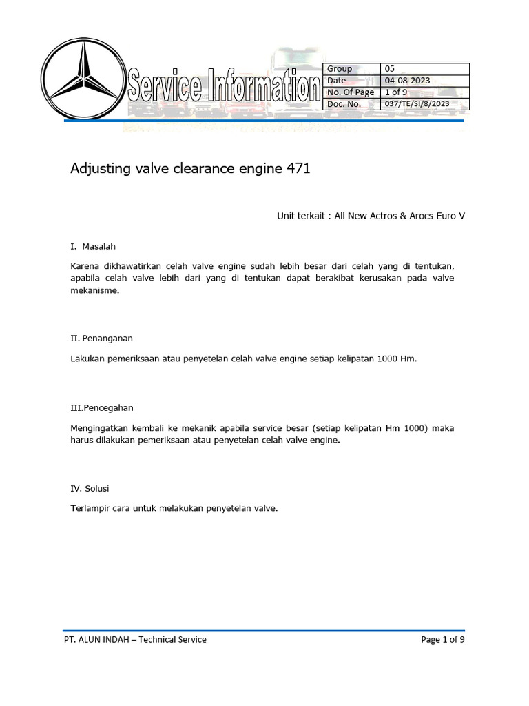 037 SI-TE-Adjust Valve OM 471 | PDF | Engineering Tolerance | Engines