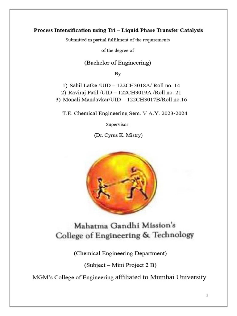 Mini Project Vi | PDF | Catalysis | Chemical Reactions