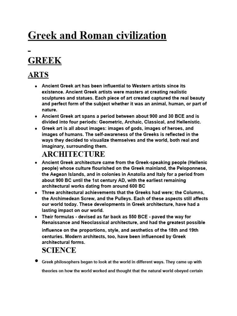 Greek and Roman Civilization Overview | PDF | Greeks | Ancient Greece