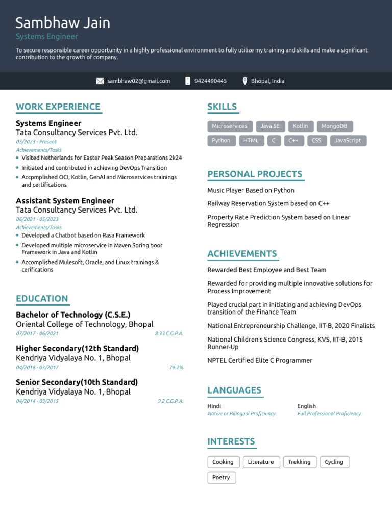 Sambhaw's Resume | PDF | Computing | Computer Programming