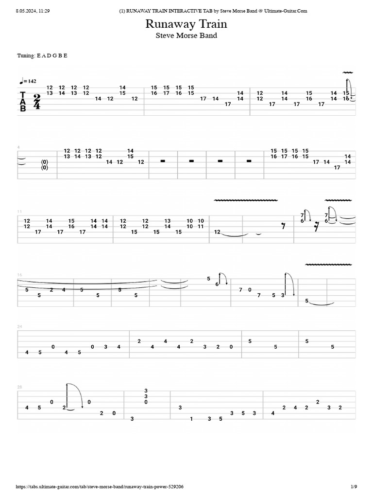 RUNAWAY TRAIN INTERACTIVE TAB by Steve Morse Band @ | PDF | Guitars ...