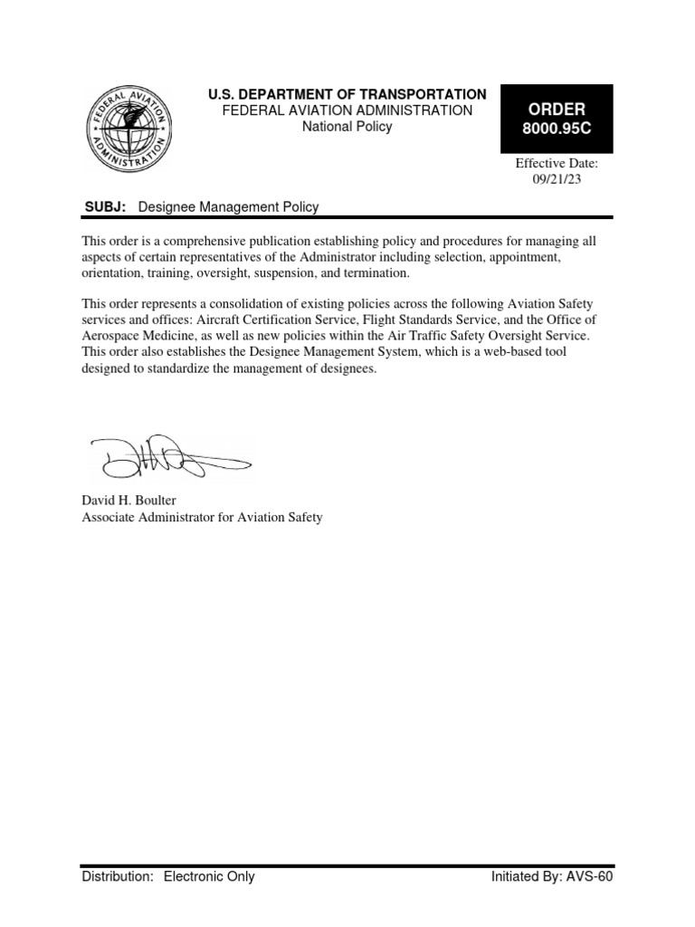 FAA Order 8000.95C Revised | PDF | Federal Aviation Administration | Felony