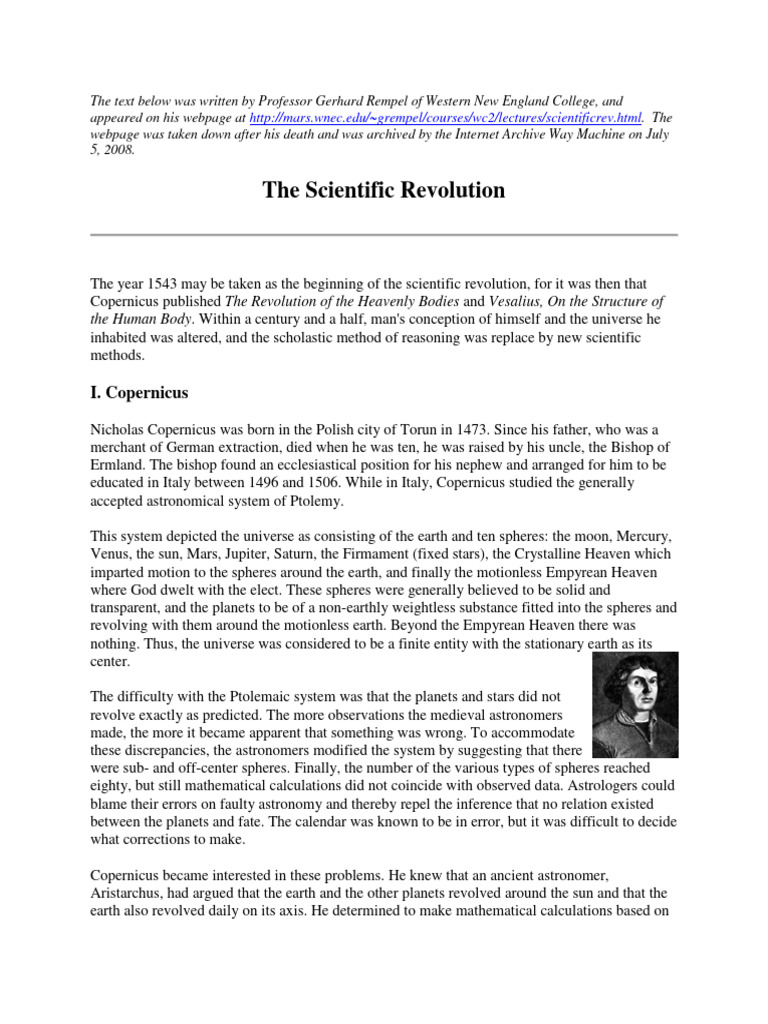 Scientific Revolution | PDF | Heliocentrism | Galileo Galilei