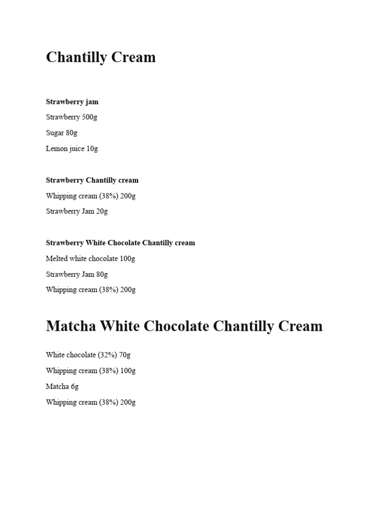 Chantilly Cream | PDF | Cooking, Food & Wine