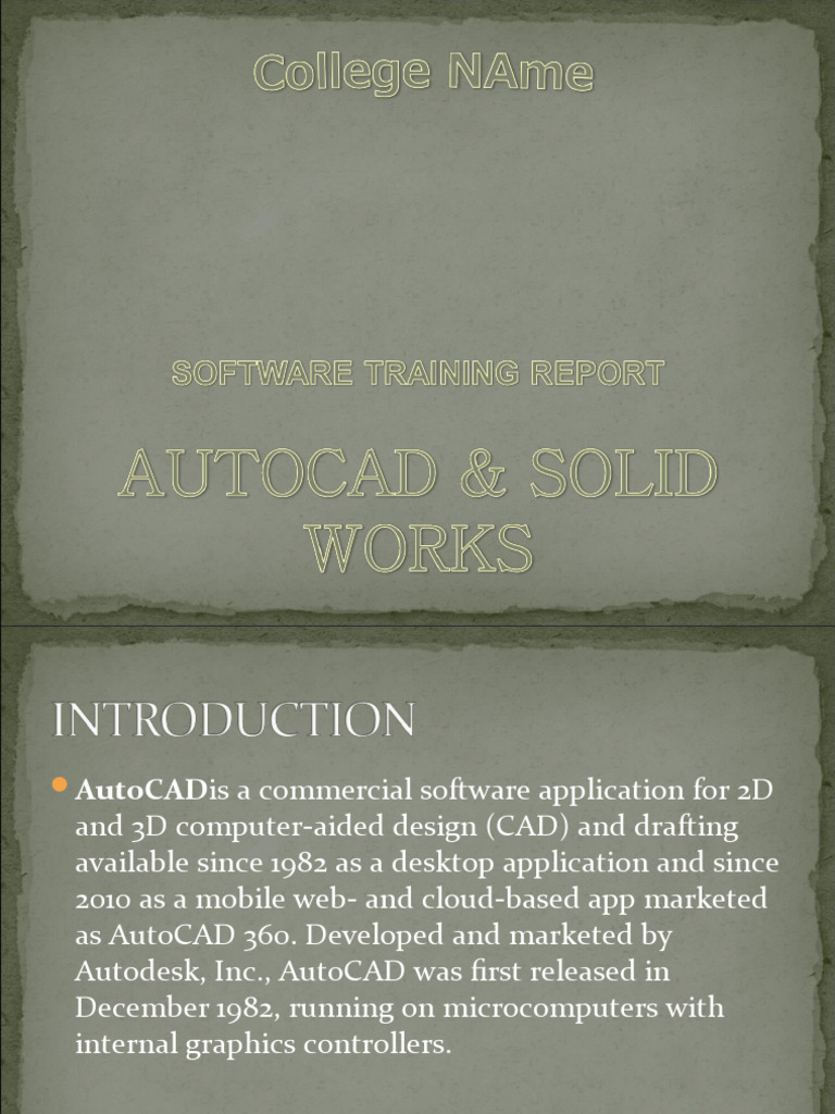 Autocad & Solidworks Presentation | PDF | Auto Cad | Computing