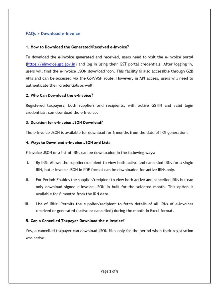E-Invoice Json Download Functionality | PDF | Login | Json