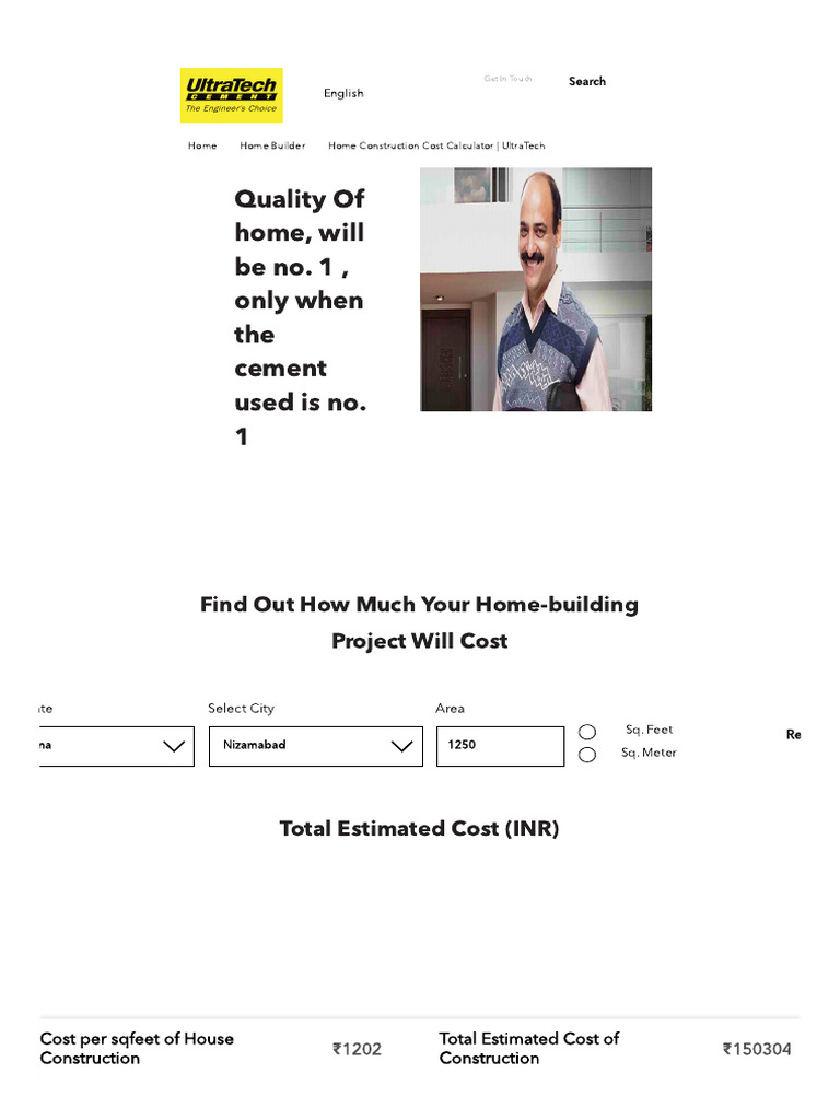 UltraTech Home Construction Cost Estimator | PDF