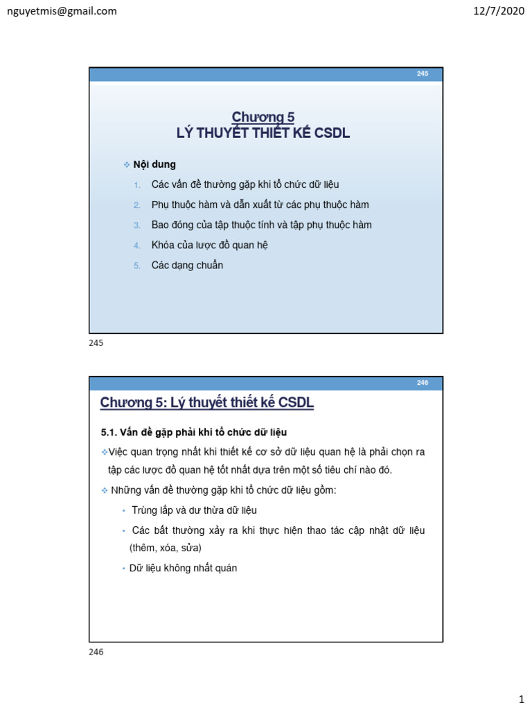 Chuong 5 Ly Thuyet Thiet Ke CSDL | PDF