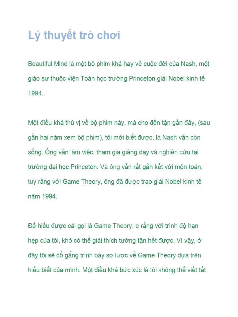 Ly Thuyet Tro Choi 1 | PDF