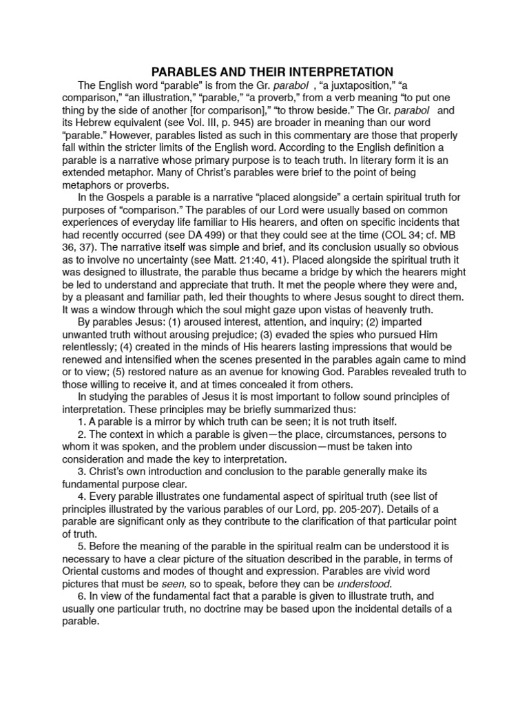 Parables in The Bible and Their Interpretation | PDF | Parables Of ...