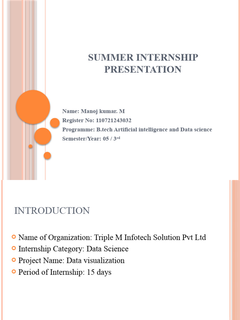Summer Internship Presentation-1 | PDF | Data Science | Data