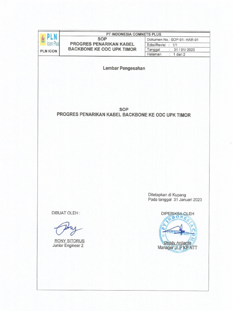 Sop Kabel Backbone Pdf