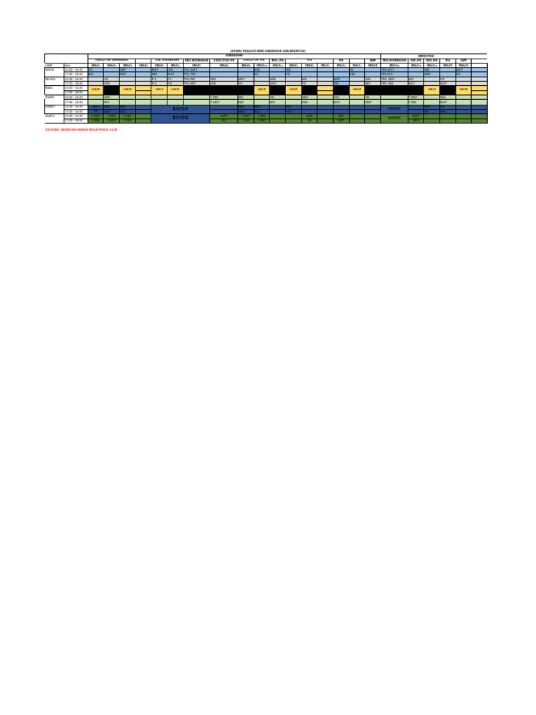 Jadwal Reguler MMC Fix | PDF