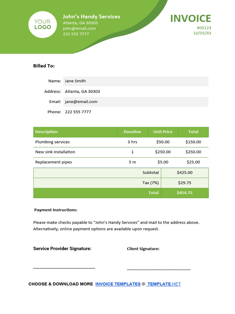 Printable Invoice Template | PDF