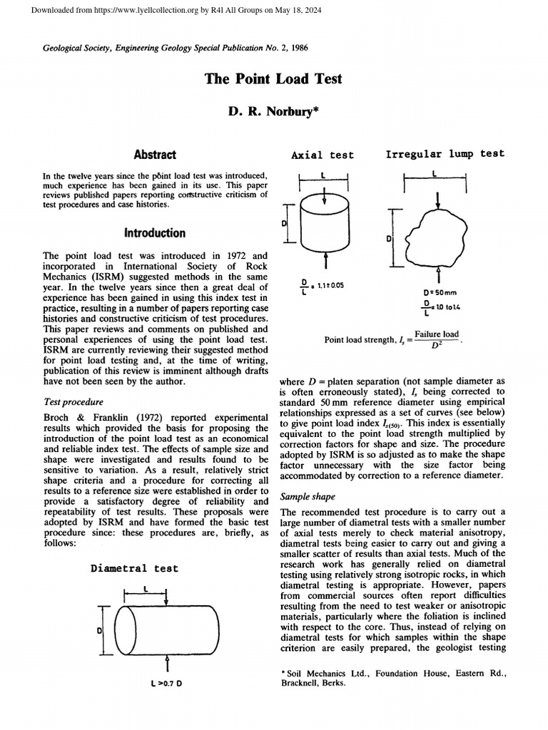 norbury-1986-the-point-load-test | PDF | Anisotropy | Chemistry