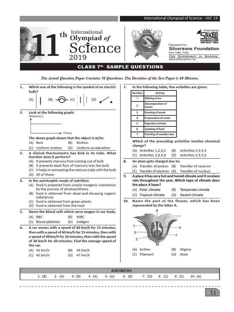Science Olympiad Sample Paper | Download Free PDF | Atoms | Atomic Nucleus