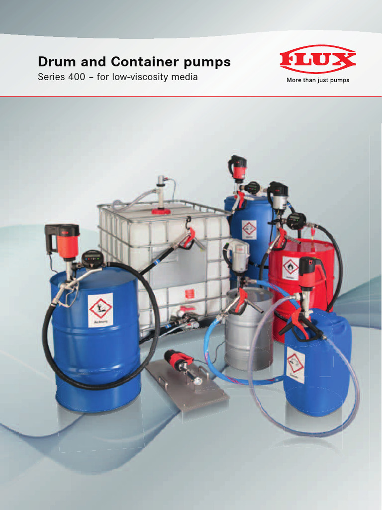 FLUX Drum & Container Pumps Overview | PDF | Pump | Pipe (Fluid Conveyance)
