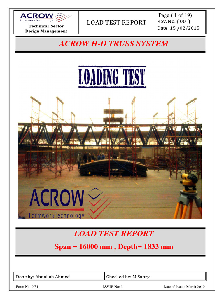 Load TEST REPORT-M | PDF | Truss | Mechanical Engineering