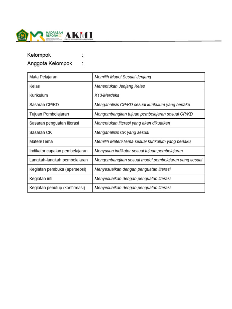 Template Skenario Pembelajaran | PDF