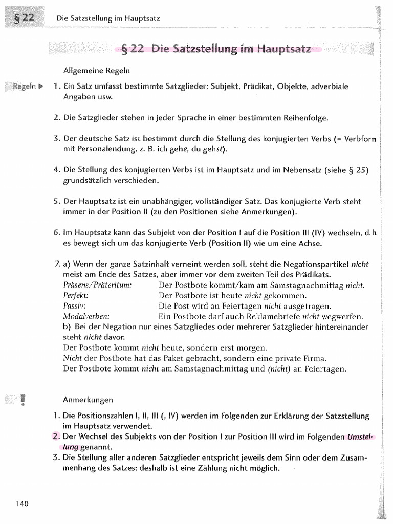 Satzstellungen Im Hauptsatz. B2.1 U.2 Thema 1 | PDF