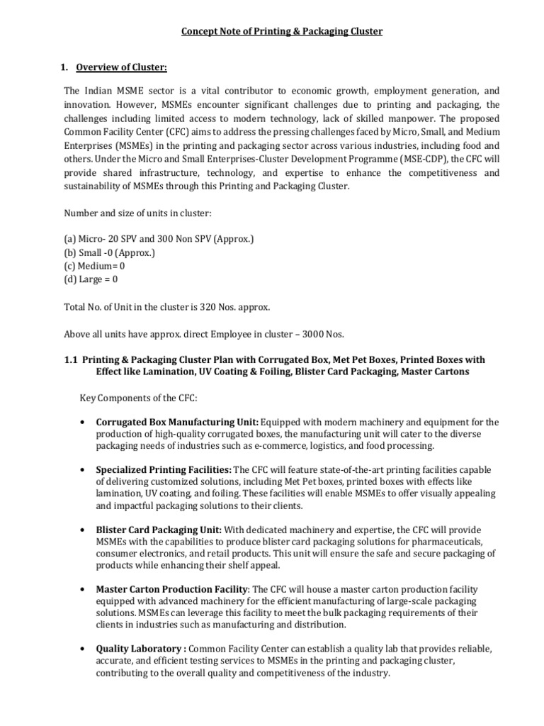 MSME Printing & Packaging Cluster Overview | PDF | Packaging And ...