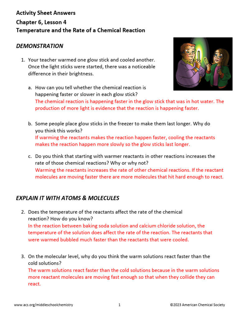 ch6 l4 Activity Sheet Answers | PDF | Chemical Reactions | Chemistry