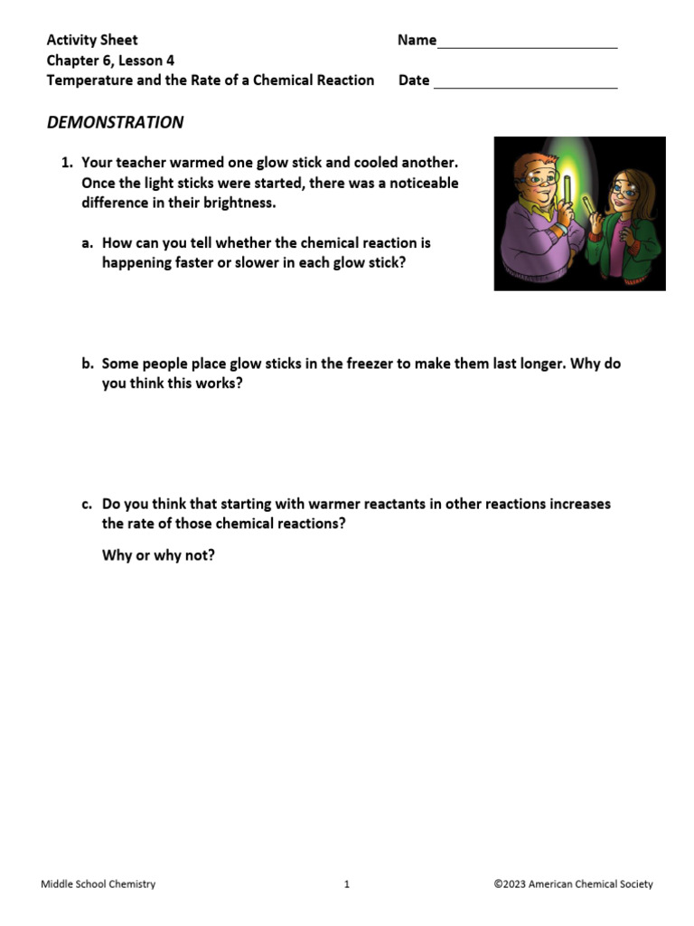 Ch6 l4 Activity Sheet | PDF | Water | Chemistry