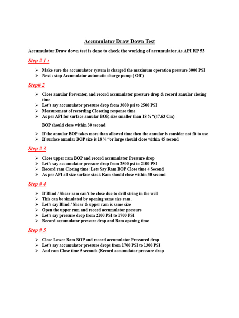 1-Accumulator Draw Down Test | PDF | Fluid Mechanics | Hydraulics
