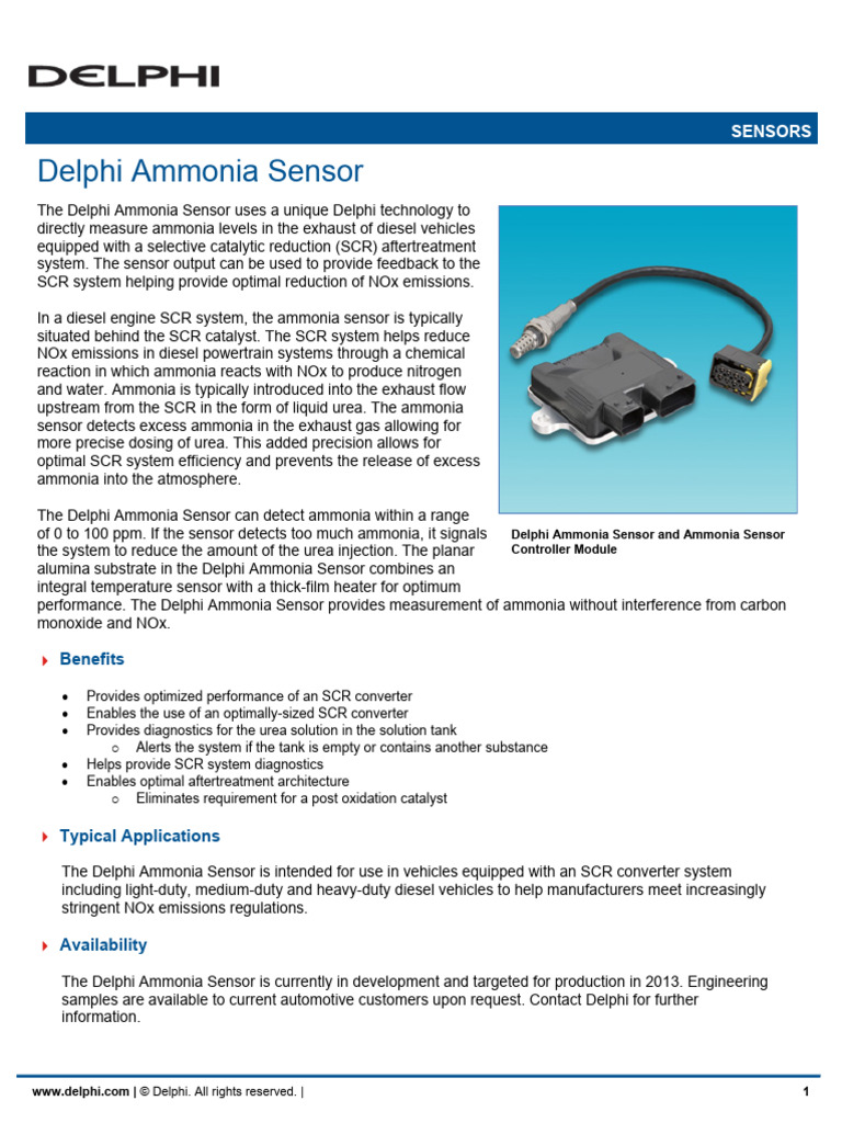 Ammonia Sensor | PDF | Ammonia | Exhaust Gas