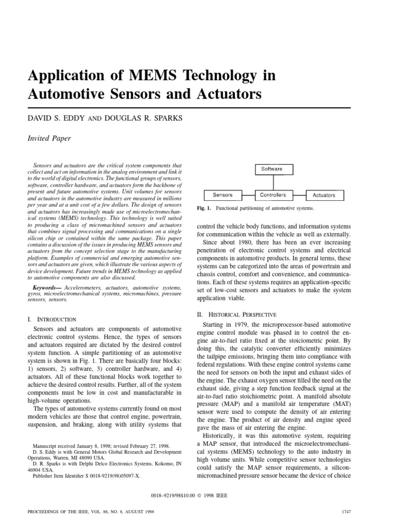 Mems Automotive Sensors | PDF | Integrated Circuit