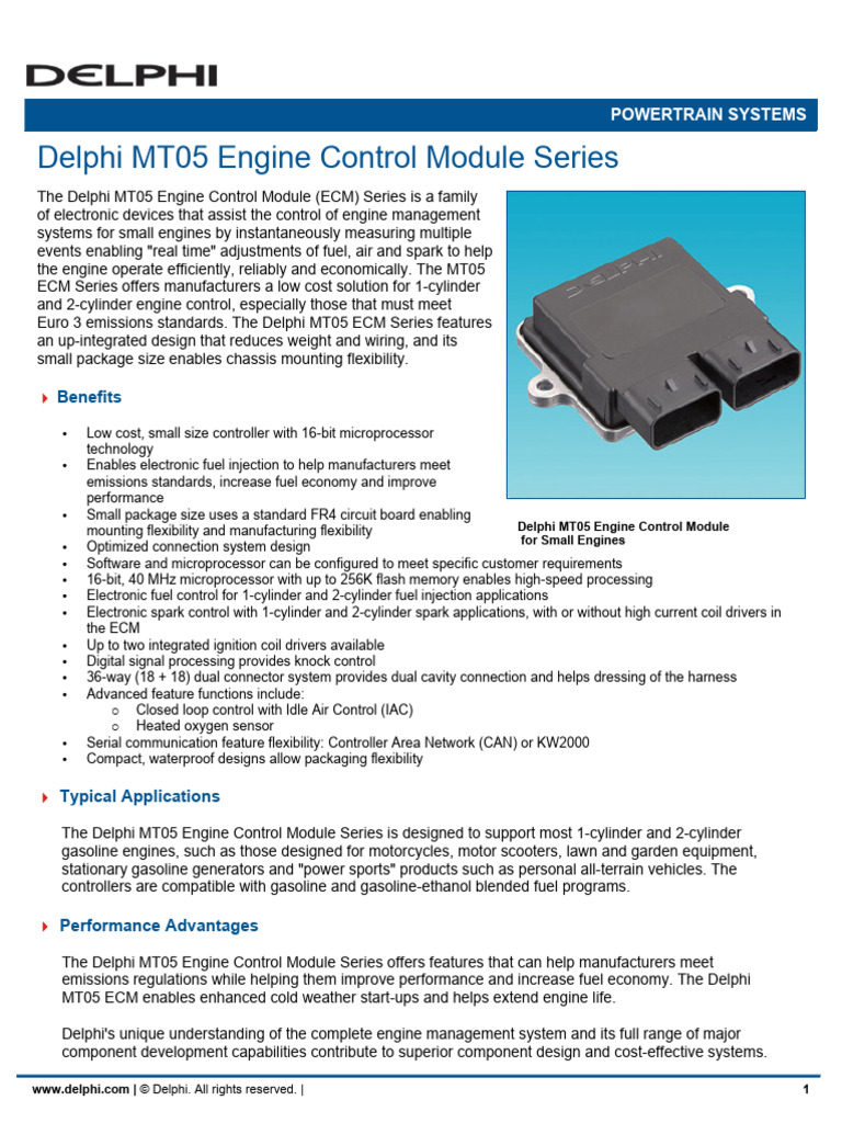 ECU - mt05 Engine Control Module Series | PDF | Engines | Electronics