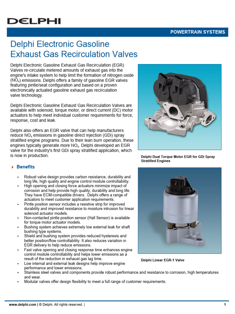 Electronic Gas Egr Valves | PDF | Exhaust Gas | Engines