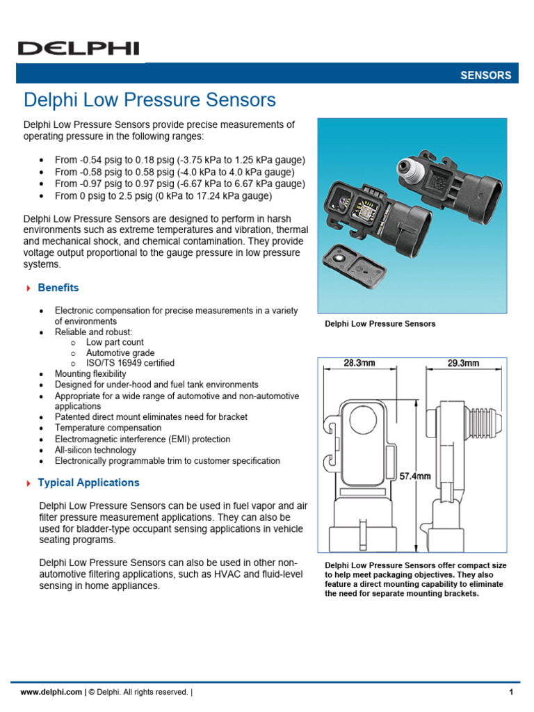 low-pressure-sensors | PDF | Pressure Measurement | Sensor