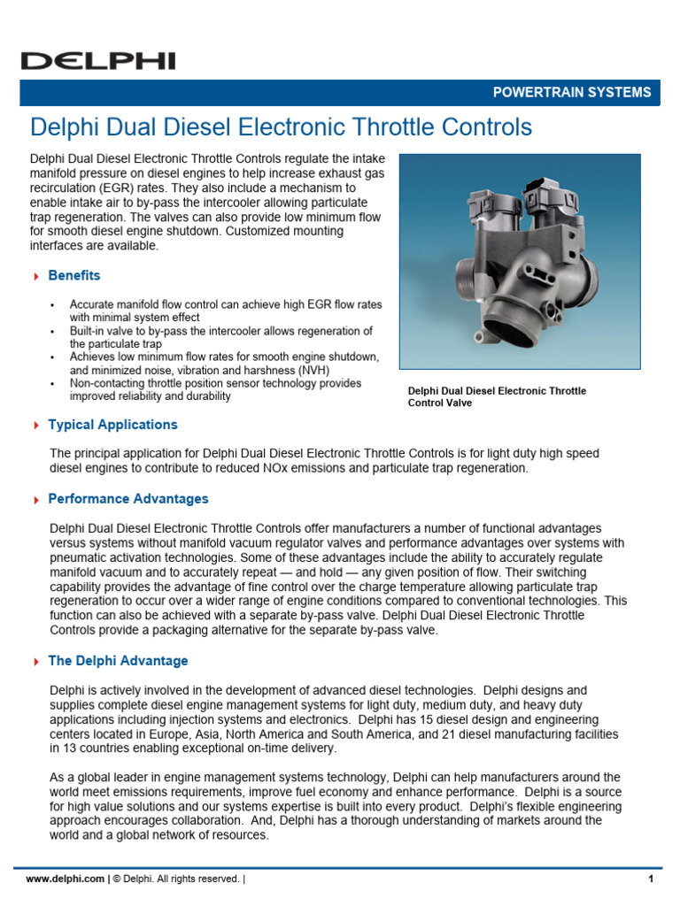 Diesel Electronic Throttle Control Overview | PDF | Diesel Engine ...
