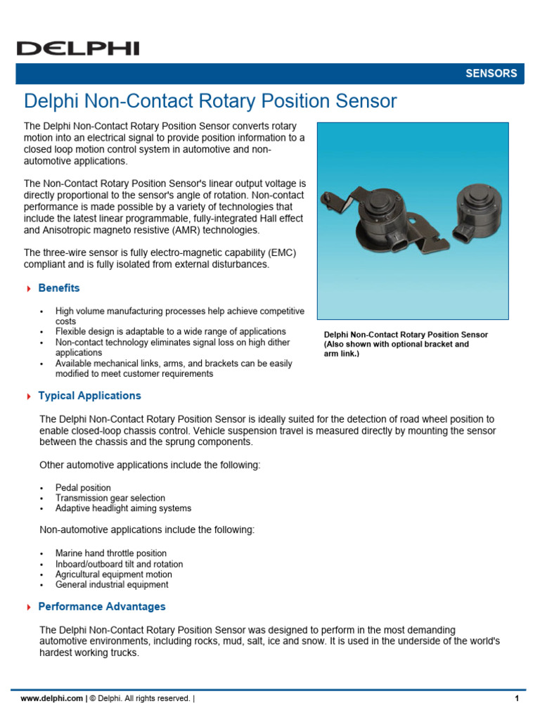 Delphi Rotary Position Sensor Overview | PDF | Sensor | Decibel