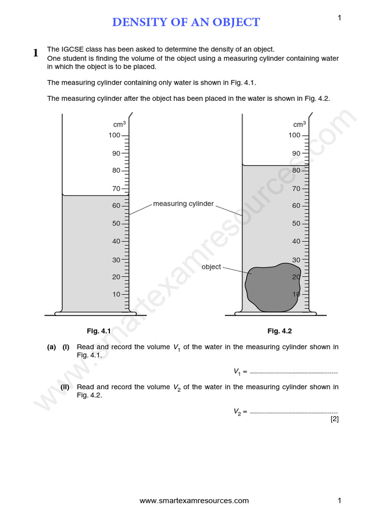 1.2.4- Density of an object-Set-1-qp-ms | PDF | Density | Volume