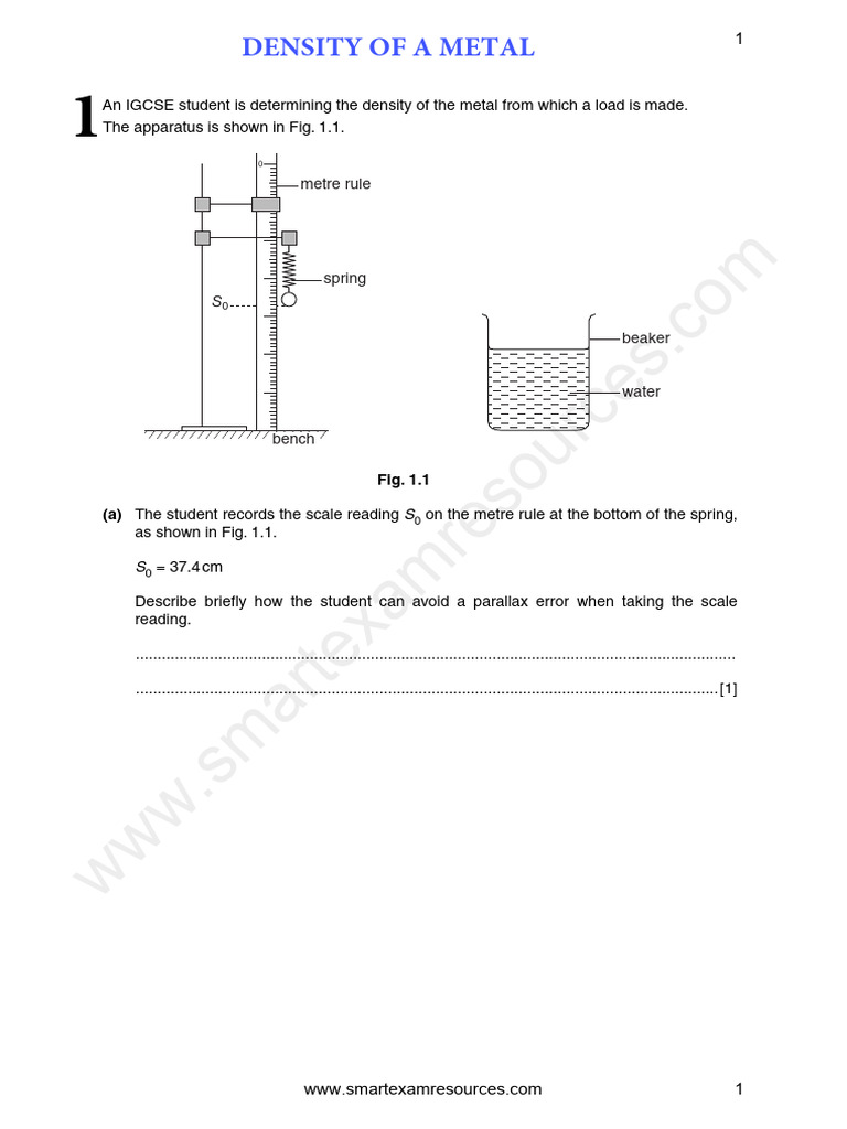 IGCSE Physics: Metal Density Experiment | PDF | Applied And ...