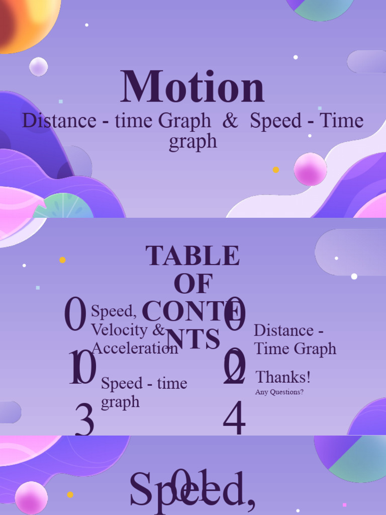 Motion - Distance Time Graphs and Speed Time Graphs | Download Free PDF ...