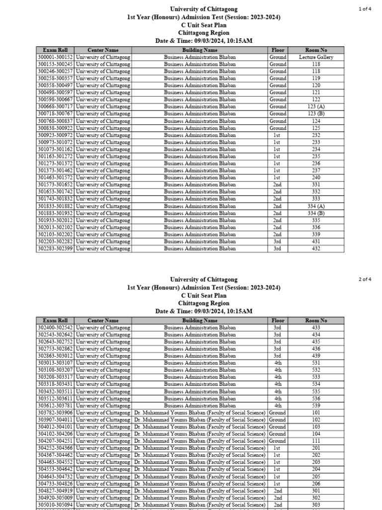 C Unit Seat Plan Cu PDF | PDF