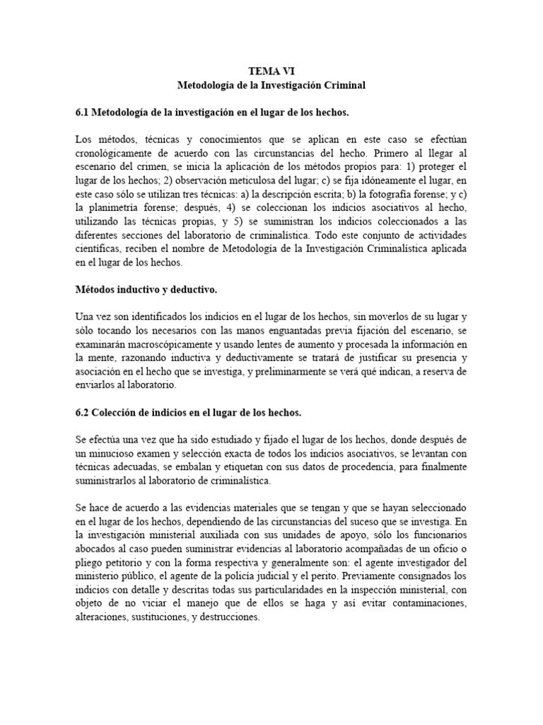 TEMA VI - Metodología de La Investigación Criminal | PDF | Ciencia forense | Conocimiento