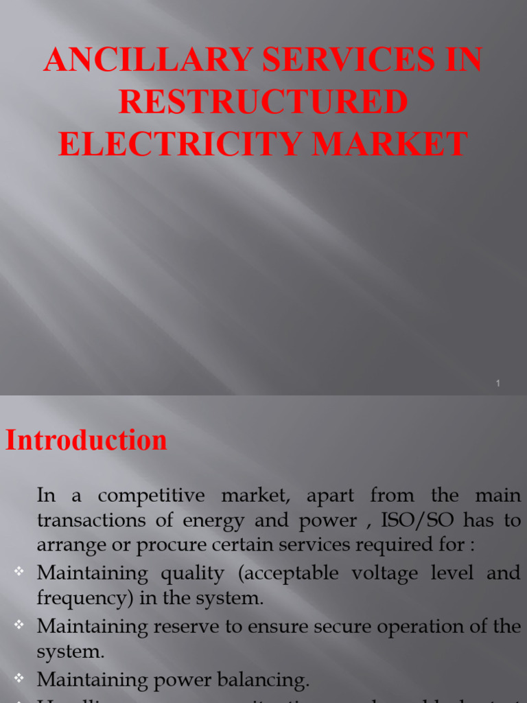 Lect#9 Ancillary Services in Restructured Electricity Market | PDF ...